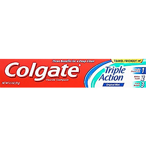 Colgate Triple Action Travel Toothpaste, Mint - 2.5 Ounce (Pack of 6)
