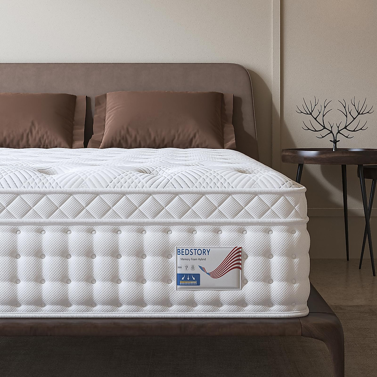 BedStory Queen Mattress 14 Inch, Deep Sleep Mattress Extra Lumbar Support - Medium Firm Mattress - Memory Foam Hybrid Mattress Euro Top, Fiberglass Free - No Odor - 365 Night Trial - Forever Warranty