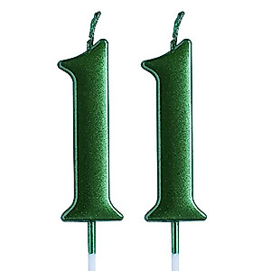 Green 11th Birthday Candle, Number 11 Years Old Candles Cake Topper, Boy Or Girl Party Decorations, Supplies