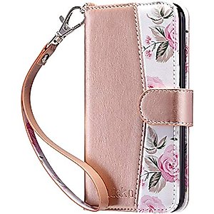 ULAK Compatible with iPhone 8 Plus Case, iPhone 7 Plus Wallet Case for Women, PU Leather Wallet Case with Card Holders Kickstand Protective Flip Cover for iPhone 7 Plus/8 Plus 5.5 Inch, Floral
