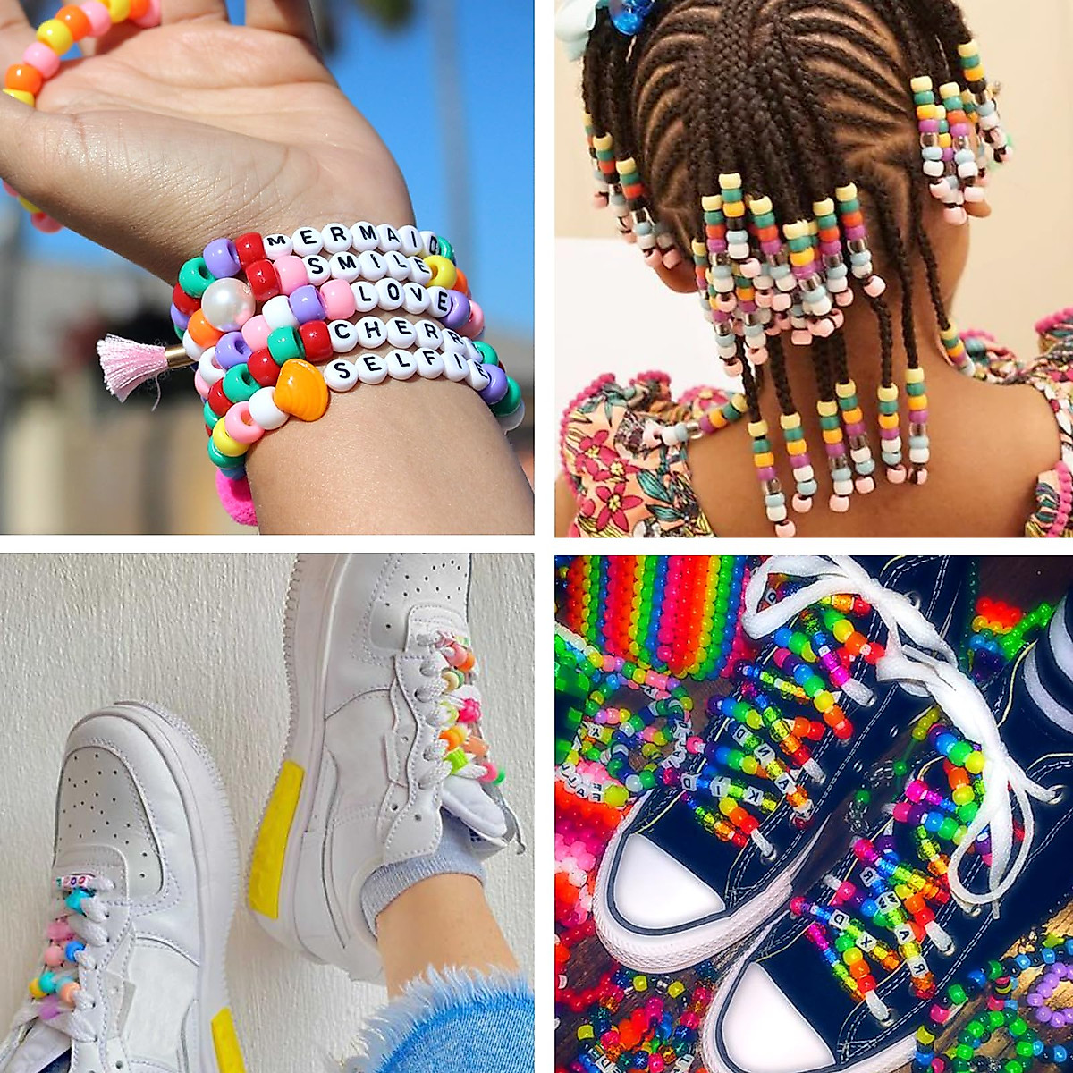 QUEFE 2350pcs, 64 Colors, Pony Beads for Bracelet Making Kit, Rainbow Kandi Beads Friendship Bracelet Kit, Letter Beads and Elastic Strings for Bracelet Necklace Making, Craft Gifts Set for Girls