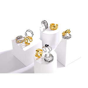 Silvora S925 Link Chain Open Ring, Sterling Silver Ring for Women Statement Engagement Enhancers Ring Engraving Customized Personalized (Send Gift Box)