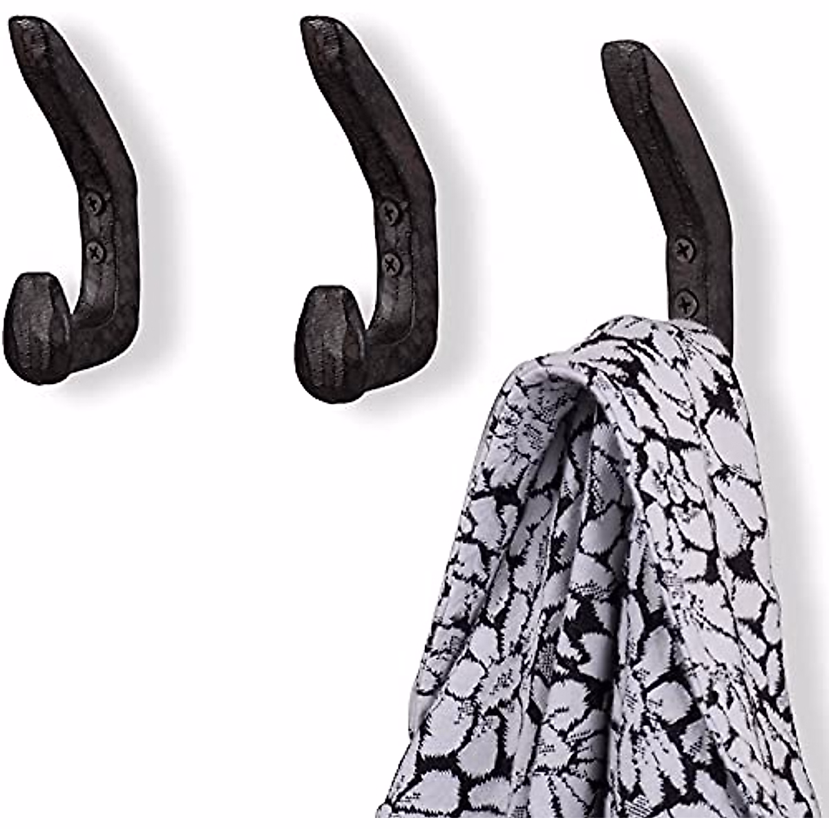 Rustic State Halle Wall Mount Cast Iron Hooks Coat Towel Bag Hat Hanger Multiuse Entryway Railroad Spike Rack Black Set of 3