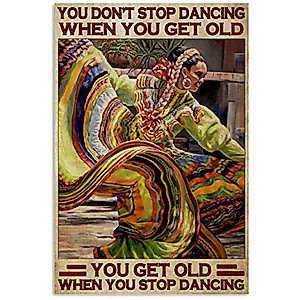 Eeypy Mexican Dancing You Don't Stop Cat Poster Metal Tin Sign Iron Painting Home Family Lovers Gift Funny Metal Signs Cafe Store Bedroom Bathroom Novelty Retro Parlor Courtyard Wall Decor 8x12 Inch