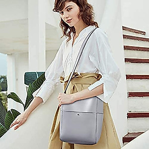 BROMEN Women Handbag Designer Leather Hobo Handbags Grey and Women Wallets Grey Bundle