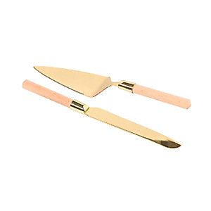 David Tutera Gold Cake Wood Handle, 2 Pieces Serving Set
