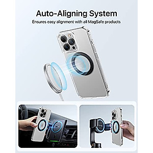 andobil MagStick Magnetic Ring, [Auto-Aligning, Easy-Install] Wireless Charging Adapter, Magnet Sticker Compatible with MagSafe/iPhone 14/13/ 12/11/ X, S22/ S21 etc, Mag Safe Accessories, 2 Pack