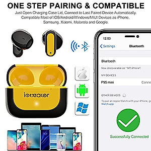 imuzaker True Wireless Earbuds Bluetooth Headphones Touch Control with Compact & Light-Weight Design Stereo Earphones Noise Cancelling & ENC in-Ear Headset Premium Deep Bass for Sport