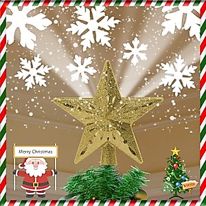 YOCUBY Star Christmas Tree Topper Lighted with Built-in Rotating Magic Ball, Christmas Decoration, LED Treetop Projector for Crown Christmas Tree, Xmas/Holiday/Winter Home Wonderland Party Ornament