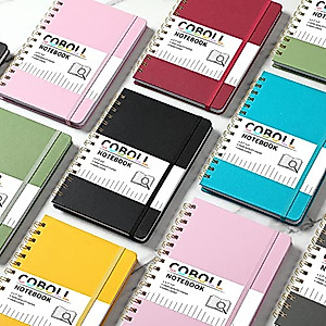 Ruled Notebook/Journal - Notebooks with Hardcover and Premium Thick Paper, 8" x 5.7" (exclusive of spirals), College Ruled Spiral Notebook/Journal, Strong Twin-Wire Binding, Back Pocket, Black