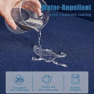 NC HOME Water Repellent Individual Couch Cushion Slipcovers, Sofa Slip Covers for Loveseat Couch Cushion, Camper Dinette Cushion Covers, Washable (2 Pieces, Navy)