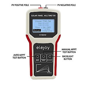 ELEJOY Solar Panel Multimeter Digital- Measure MPPT Power Output Rating, Open Circuit Voltage Smart Tester