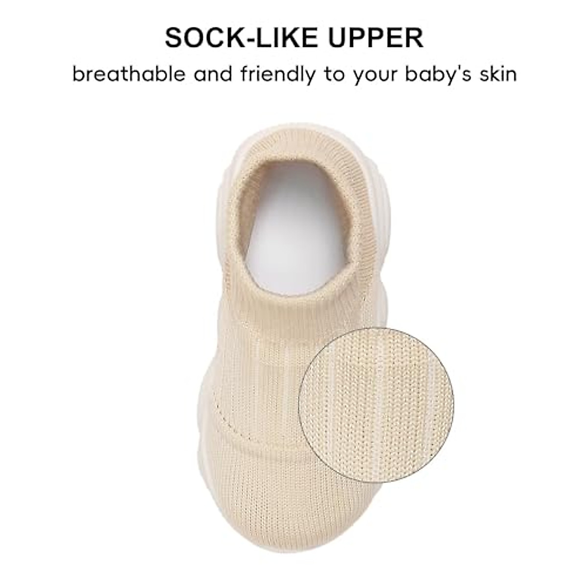 Cubufly Baby Sock Shoes First Walking Shoes Slip on Sneaker 0-3 Years Beige