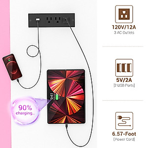 armocity Computer Desk with LED, Gaming Desk with Outlets, 40 Reversible Laptop Table with Monitor Stand, Small Desk for Small Spaces, Pink