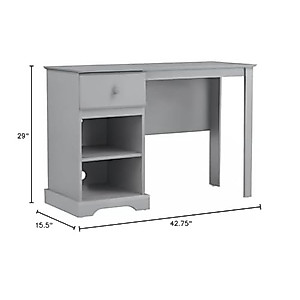 Agnus.W Wood Kids Desk with 1 Drawer and 2 Shelf Storage, Gray