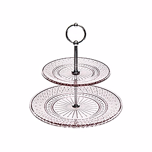 Godinger Claro 2 Tier Platter Tray Server Platter, Pink, 10.5 Inches