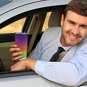 20 Oz Coffee Travel Tumbler Insulated Coffee Mug with Leakproof Lid Color Glitter Double Wall Vacuum Insulated Tumbler for Coffee Tea & Drinks Fit in Car Cup Holder BPA Free Ideal for Work Driving