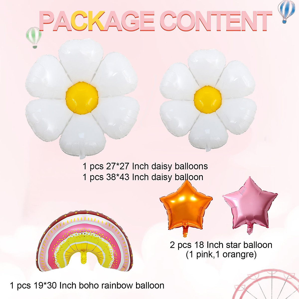 Daisy Groovy Balloon Boho Rainbow Balloon Groovy Birthday Party Decorations Daisy Flower Star Foil Balloons for Groovy Party Supplies Two Groovy Birthday Baby Shower Decor Supplies