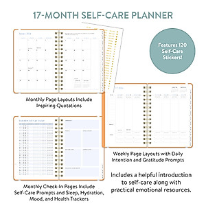 Orange Circle Studio 2024 Self Care Planner, Gratitude Journal, Spiral Notebook with Wellness Tracker, 17-Month Wire-O Bound Calendar Book, Monthly and Weekly Spread Views, Floral Flow