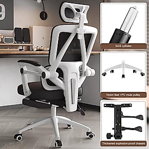 XUEGW Ergonomic Office Chair High Back Mesh Desk Chair with Lumbar Support and Adjustable Headrest Computer Gaming Chair Executive Swivel Chair for Home Office