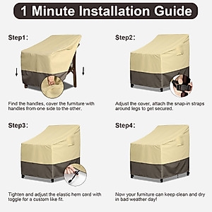 PureFit Outdoor Chair Covers Waterproof Patio Chair Cover, Heavy Duty Lounge Deep Seat Cover for Outdoor Furniture, Lawn, Deck, and Backyard, Anti-fade & Tear Resistant, 28"W x 30"D x 31"H