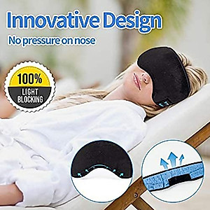 Bluetooth Shading Eye Mask Sleep Bluetooth Eye Mask Talking On The Phone Music Sleep Eye Mask 17.7x4.5in (Black)