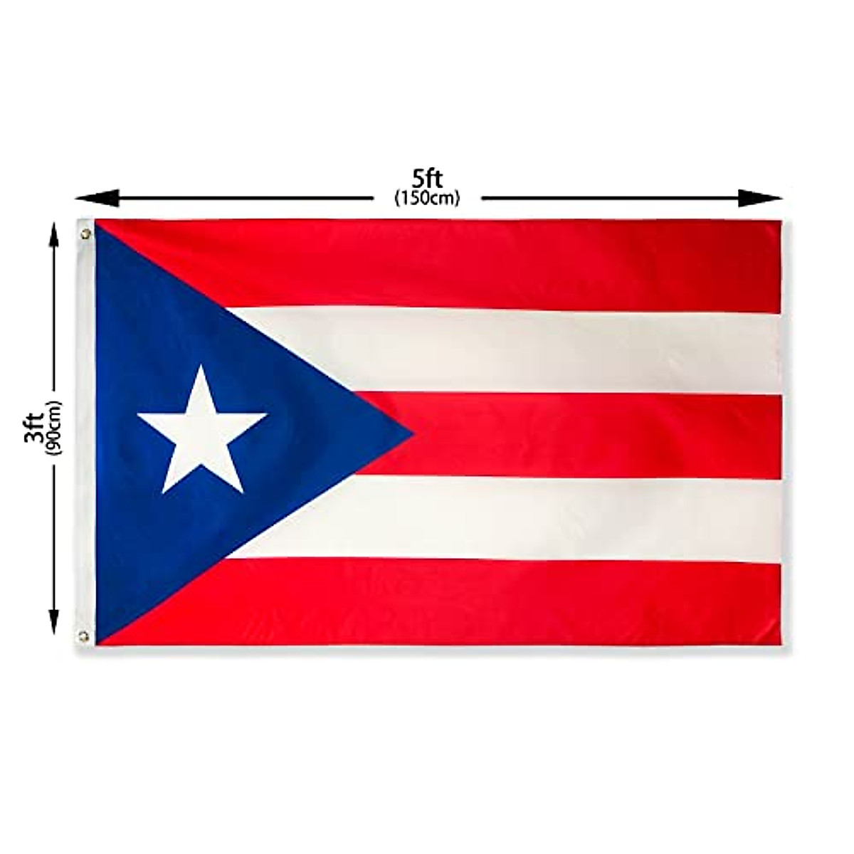 DANF Puerto Rico Flag 3x5 Foot Polyester Puerto Rican National Flags Polyester with Brass Grommets 3 X 5 Ft