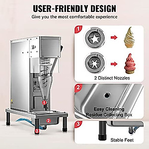 VEVOR 110V Frozen Yogurt Blending Machine 750W, Yogurt Milkshake Ice Cream Mixing Machine 304 Stainless Steel Construction, Professional Commercial Kitchen Equipment
