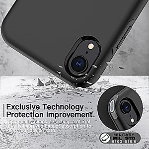 TEAM LUXURY Designed for iPhone XR Case, [Ultra Impact Resist] Shockproof Rugged [Anti-Scratch] Black Protective Case for iPhone XR Phone Case Cover 6.1", (Black)