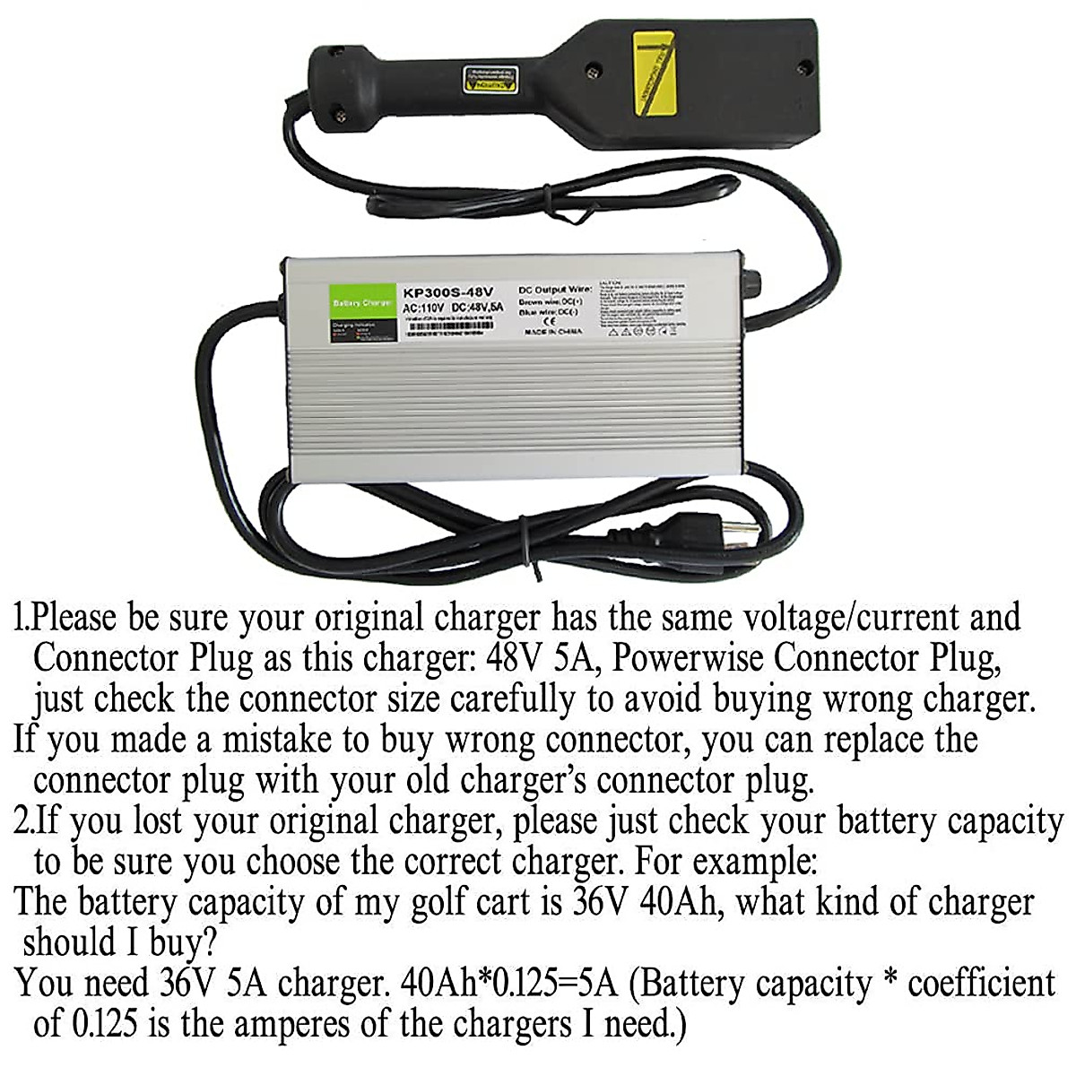 aunstarwei 48V 5A Golf Cart Battery Charger Powerwise for EzGo Ez Go Ez-Go TXT Medalist D Style
