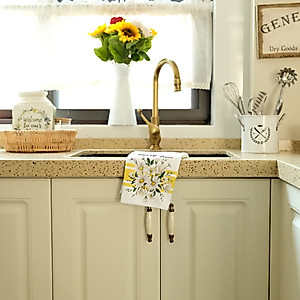 GEEORY Spring Kitchen Towels for Spring Decor White Flower Dish Towels 18x26 Inch Ultra Absorbent Bar Drying Cloth Sweet Time Sign Hand Towel for Kitchen Bathroom Party Home Decorations Set of 2