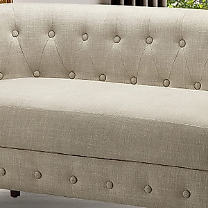 ROSEVERA Garner Chesterfield Settee Loveseat, Brown