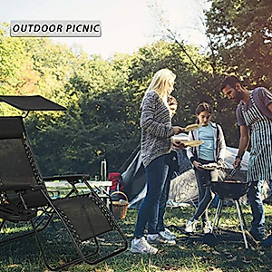 Zero Gravity Chair with Canopy Set of 2, Outdoor Folding Lounge Chair Chaise with Cup Holder, 250LBS Weight Capacity Recliner Chairs for Patio, Pool, Beach, Lawn, Deck, Yard - Black