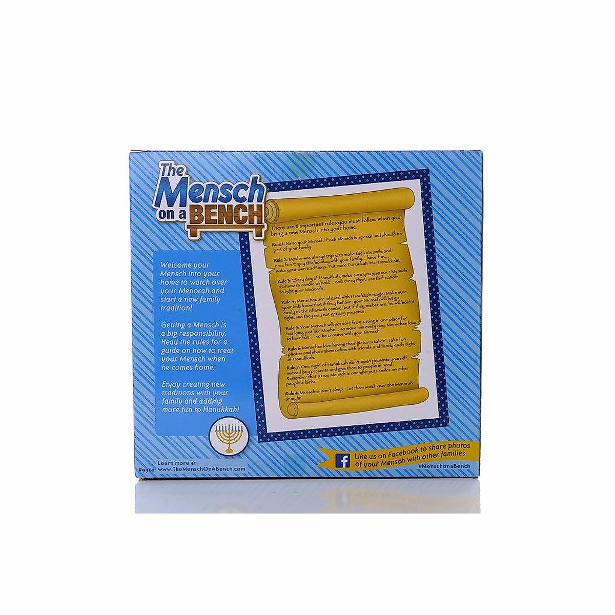 Mensch on a Bench As Seen on Shark Tank The Hanukkah Decor with Hardcover Book and Removable Bench