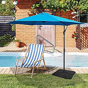 SUPER DEAL 4-Piece Heavy Duty Cantilever Offset Patio Umbrella Base, Water/Sand Filled Square Umbrella Stand 4 with Easy-to-Fill Spouts for Garden, Backyard and Poolside Black
