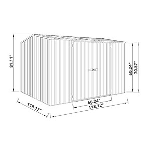 Absco Premier Storage Sheds, 10'x10' Metal Garage, DIY Backyard Shed, Utility Tool Storage, Weather & Wind Resistant Aluminum Panels & Steel Frame, Maintenance-Free, 12 Year Warranty, Surfmist White