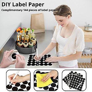 Beacron Lazy Susan, Premium Stainless Steel Lazy Susan Organizer, 11 inches Round 360 Degree Rotating Lazy Susan Turntable for Cabinet with 1 Marker and 180 Spice Labels for Kitchen Pantry Countertop