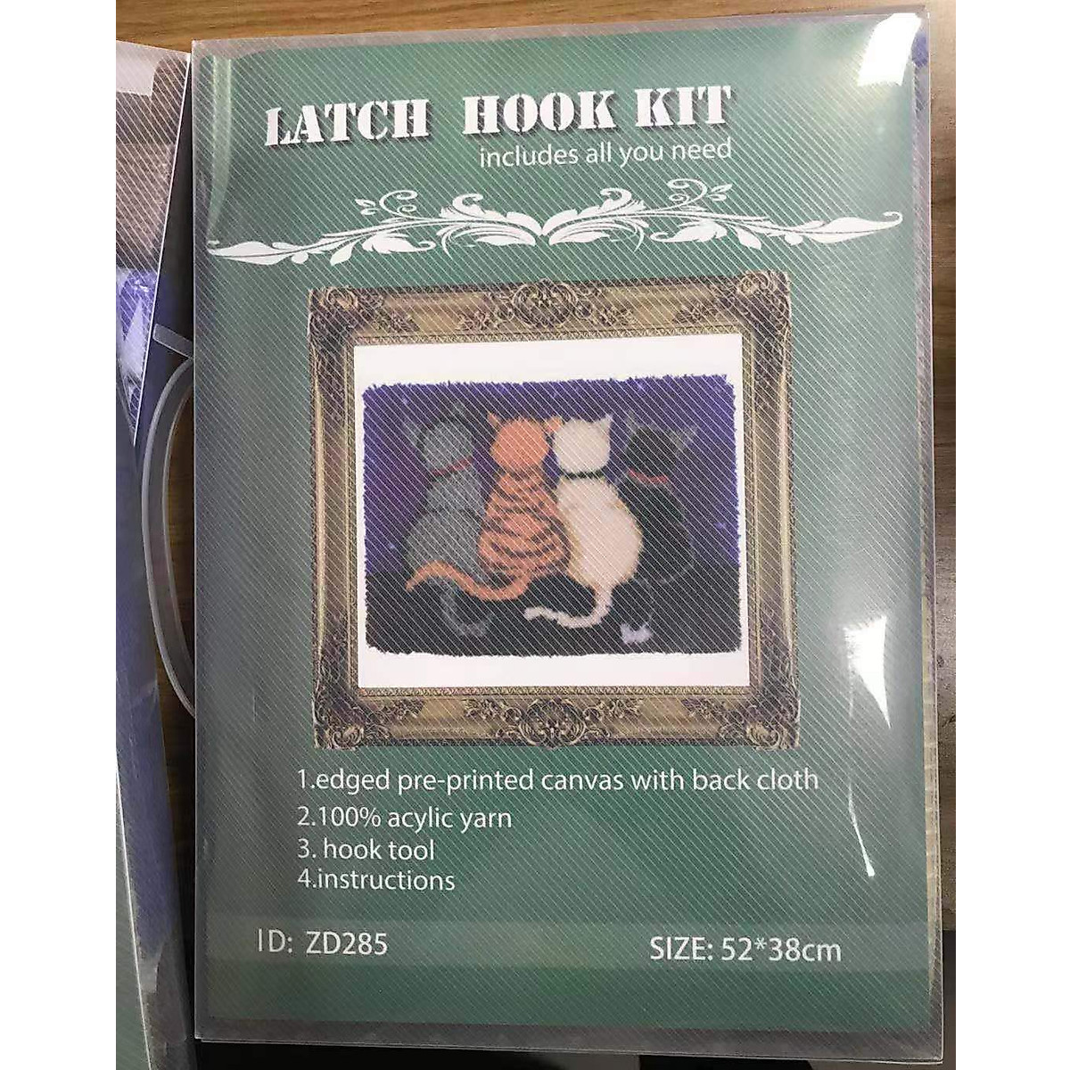 MeetBSelf Latch Hook Rug Kits Crocheting Carpet Rug Cats Acrylic Yarn Pre-Printed Canvas Cushion Mat Crochet Tapestry Sofa Decor