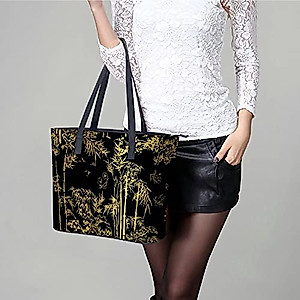 Womens Handbag Gold Bird Crane Tree Leather Tote Bag Top Handle Satchel Bags For Lady