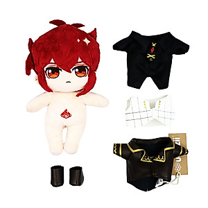 uoozii 23cm/9inch Poseable Genshin Impact Xiao Plush Figure Hu Tao Klee Zhongli Venti Kazuha Cosplay Plushie Doll with Changeable Doll Clothes Collectable Gift (Xiao, Poseable)