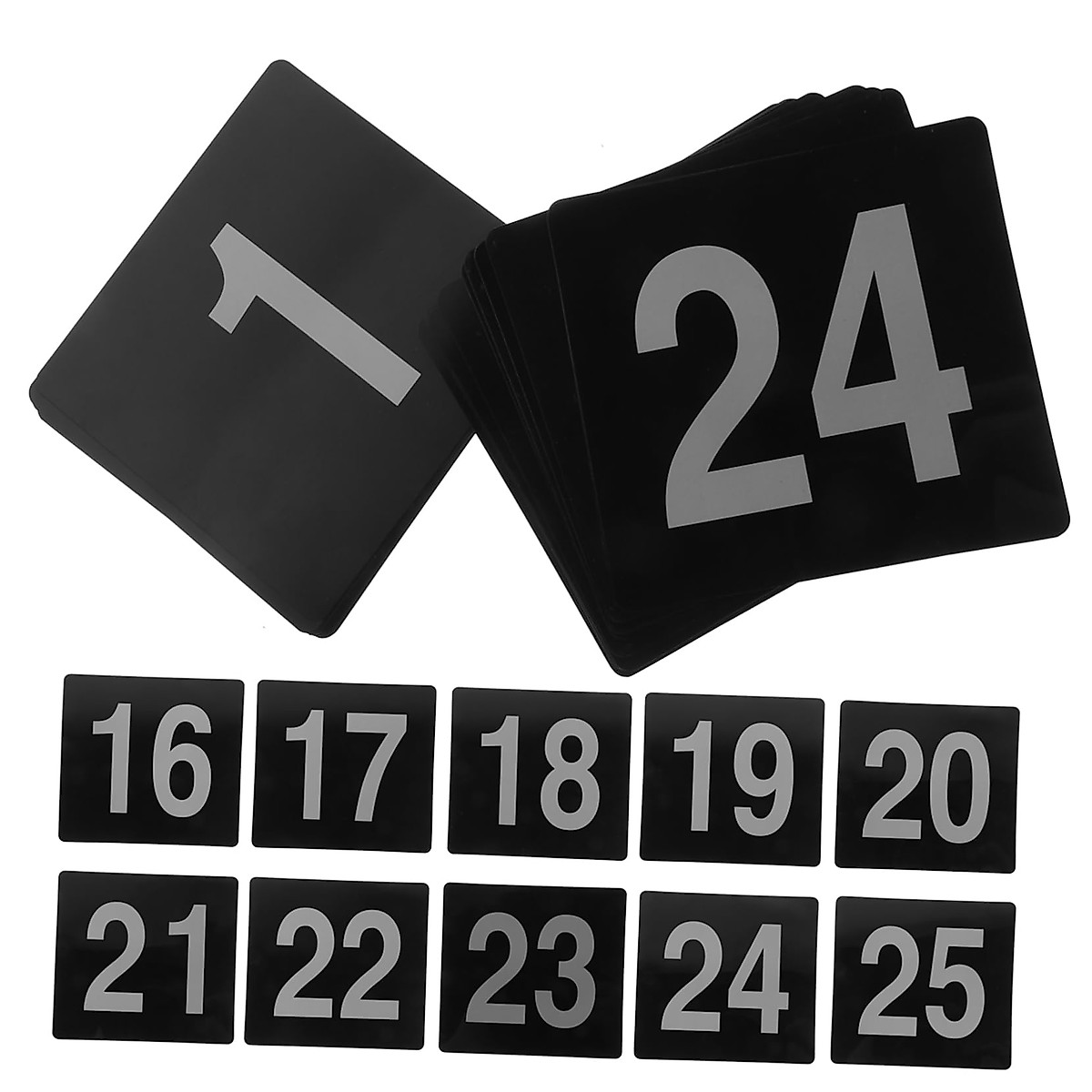 CHILDWEET PVC Table Numbers 25pcs Black and Plate Party Number Sign Number Card 1-25 Double Sided Table Number Wedding Table Cards Table Cards 1-25 Table Number Signs Pvc Seat Banquet Heavy