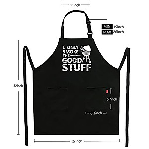 Kaidouma Funny Grilling Aprons for Men - I Only Smoke the Good Stuff - Men’s Funny Cooking Chef Grill BBQ Aprons with 2 Pockets - Funny Birthday Father's Day Christmas Gifts for Dad, Husband, Him