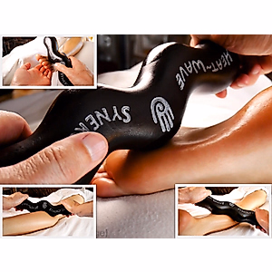 Heat-Wave (Basalt Black) Synergy Stone - Contoured Hot Stone Massage Tool with Radiant Heat - Relaxing and Therapeutic for Neck, Back, Legs, Feet - Natural-Matte Surface for on Skin with Oil only