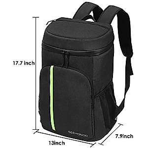 SEEHONOR Insulated Cooler Backpack Leakproof Soft Cooler Bag Lightweight Backpack with Cooler for Lunch Picnic Hiking Camping Beach Park Day Trips