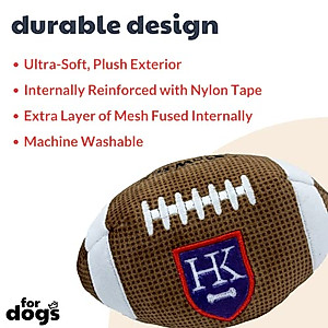 H&K for Dogs Power Plush | HK Football (Small) | Funny Dog Toy | Dog Toy with Squeaker | Dog Gift | Fun, Durable, and Safe | Squeaky Dog Toy