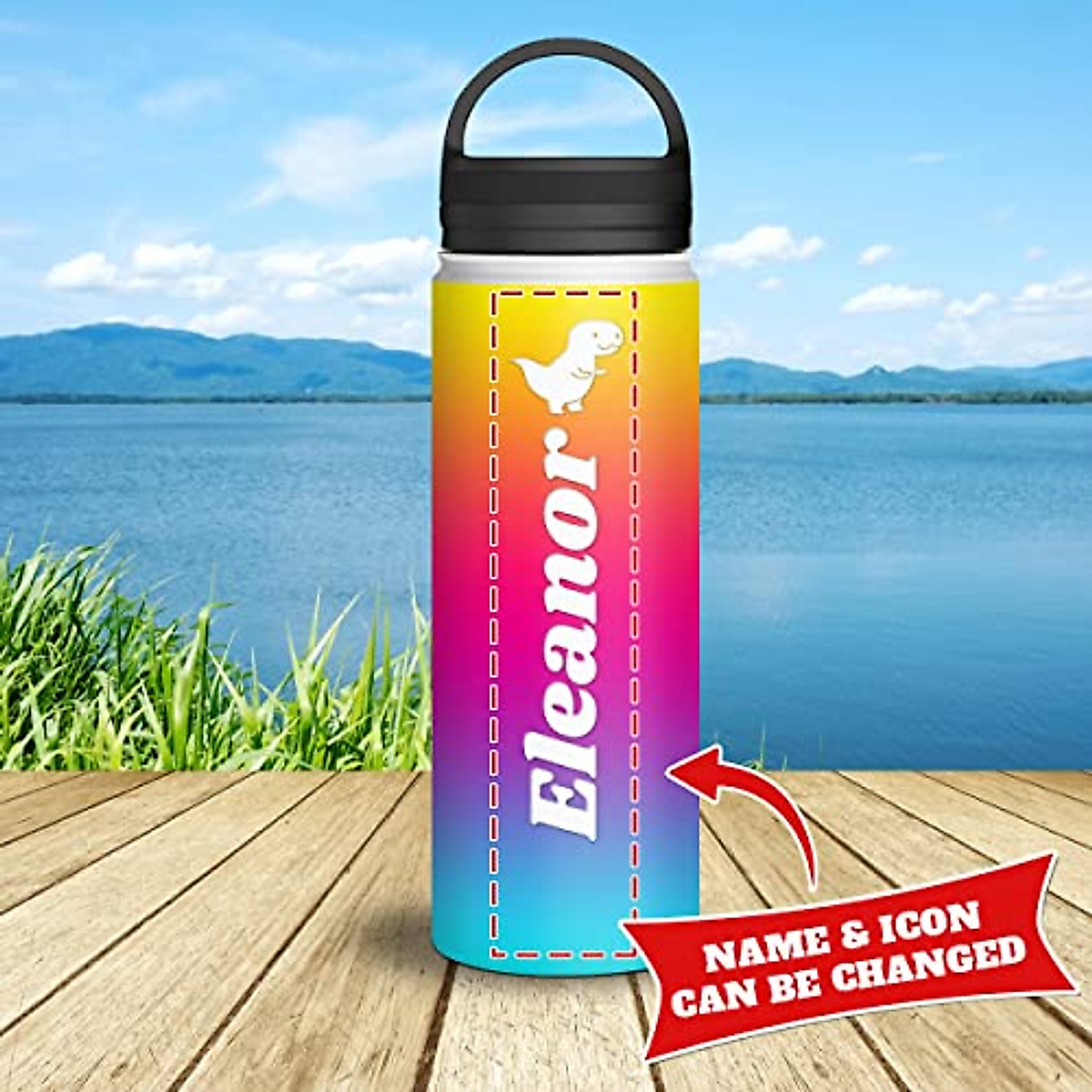 winorax Personalized Water Bottles For Kids Animal Design Sports Bottle 12oz 18oz 32oz Insulated Stainless Steel Birthday Christmas Back To School Gift for Boys Girls Kid Animal Lovers
