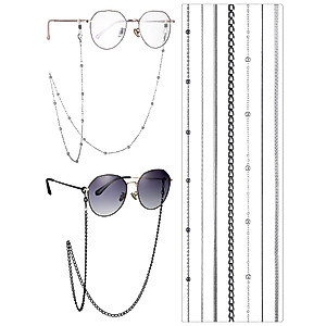 Konohan 7 Pcs Eyeglass Chains Eyeglasses Strap Glasses Holder Necklace Eyewear Chain Reading Lanyard for Glasses Women Men (Silver)