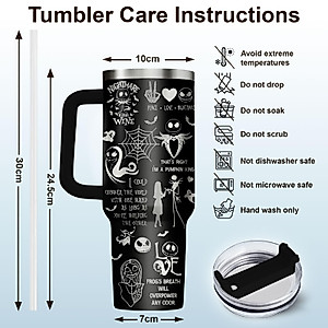 GEPOSTORE Movie Lover Gifts, Christmas Before Movie 40 oz Laser Tumbler Handle and Straw, Jack Sally Movie Tumblers Cup, Halloween Mug, Birthday Gifts for Couple
