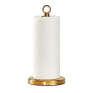 Kingmate Gold Paper Towel Holder Countertop, Free Standing Kitchen Roll Holder, Rust-Proof Base, Stainless Steel, One Hand Tearing (Gold)