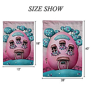My Little Nest Seasonal Garden Flag Easter Pink Egg House Double Sided Vertical Garden Flags for Home Yard Holiday Flag Outdoor Decoration Farmhouse Banner 28"x40"